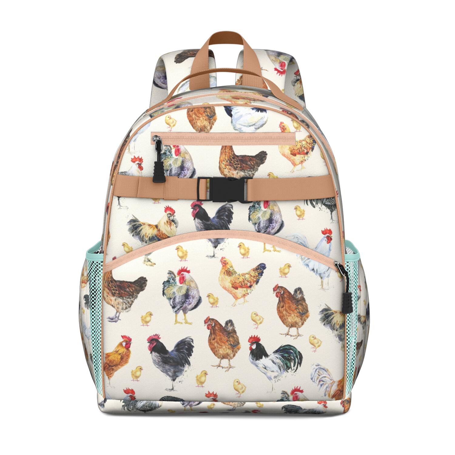 Farm Chicken Waterproof Backpack - Lightweight Student Bag with Spine ...