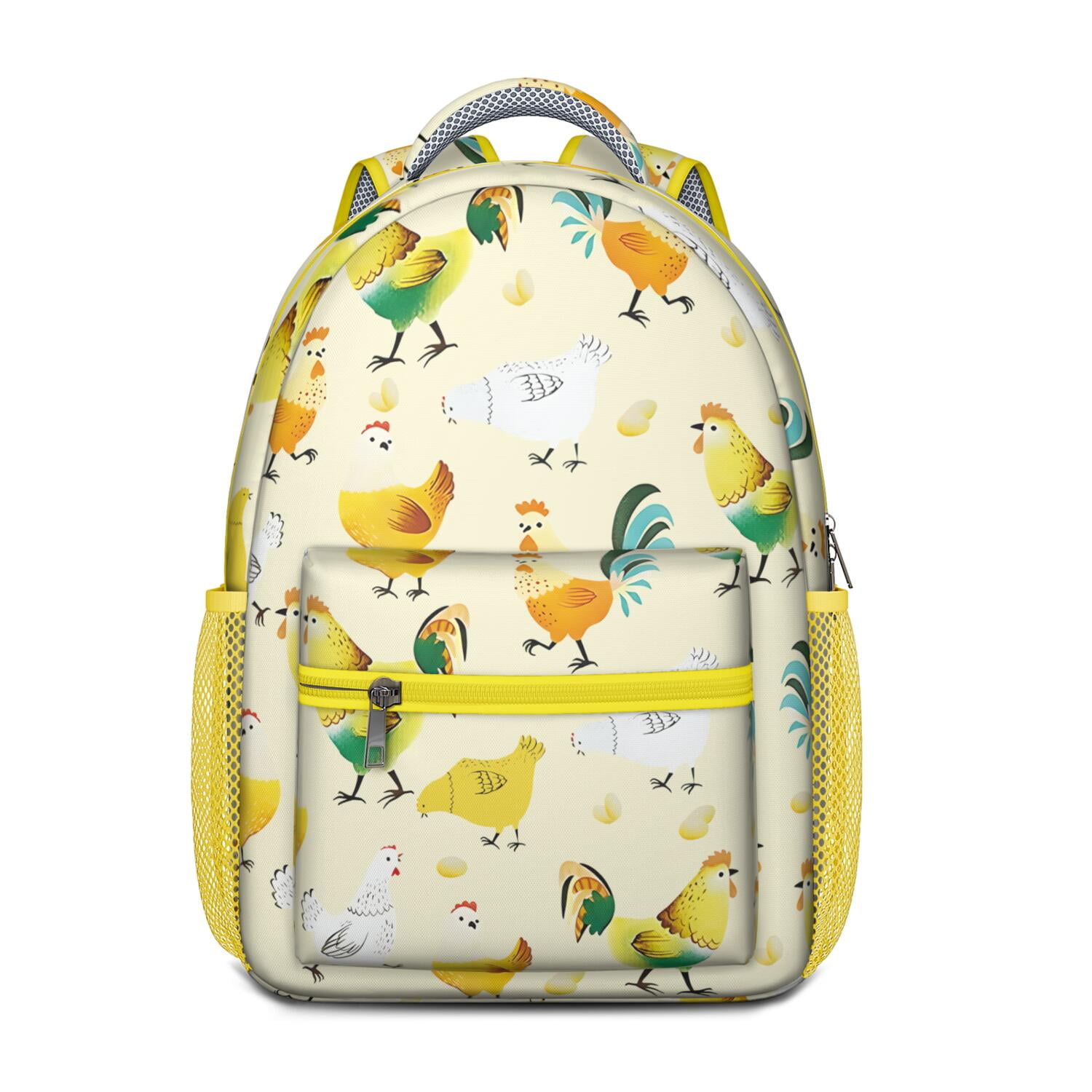 Farm Chicken and Moon Print School Backpack - Ergonomic Waterproof Bag ...