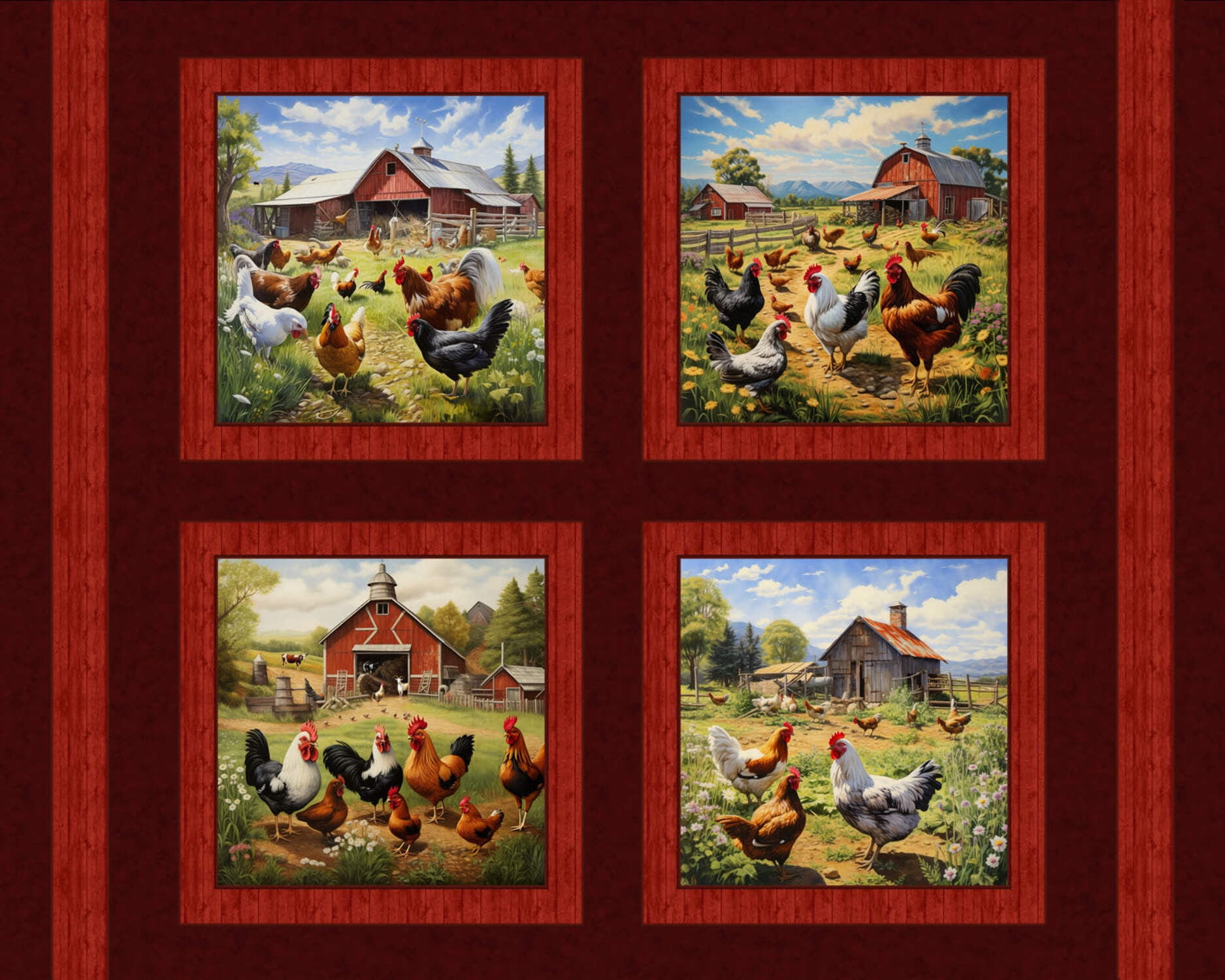 Farm Chickens Pillow Panel Cotton Fabric - Walmart.com