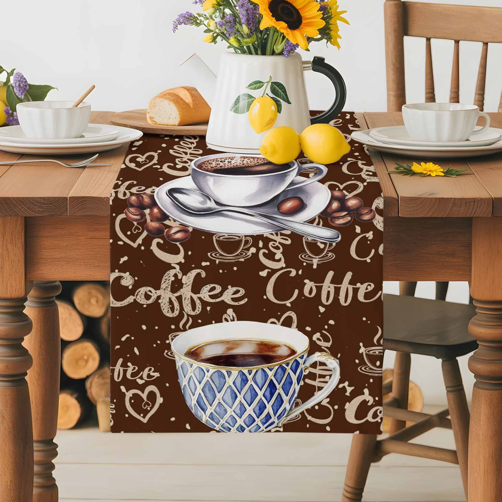Farm Coffee Drink Candy Coffee Beans Table Runners 13x36 Inches Long ...