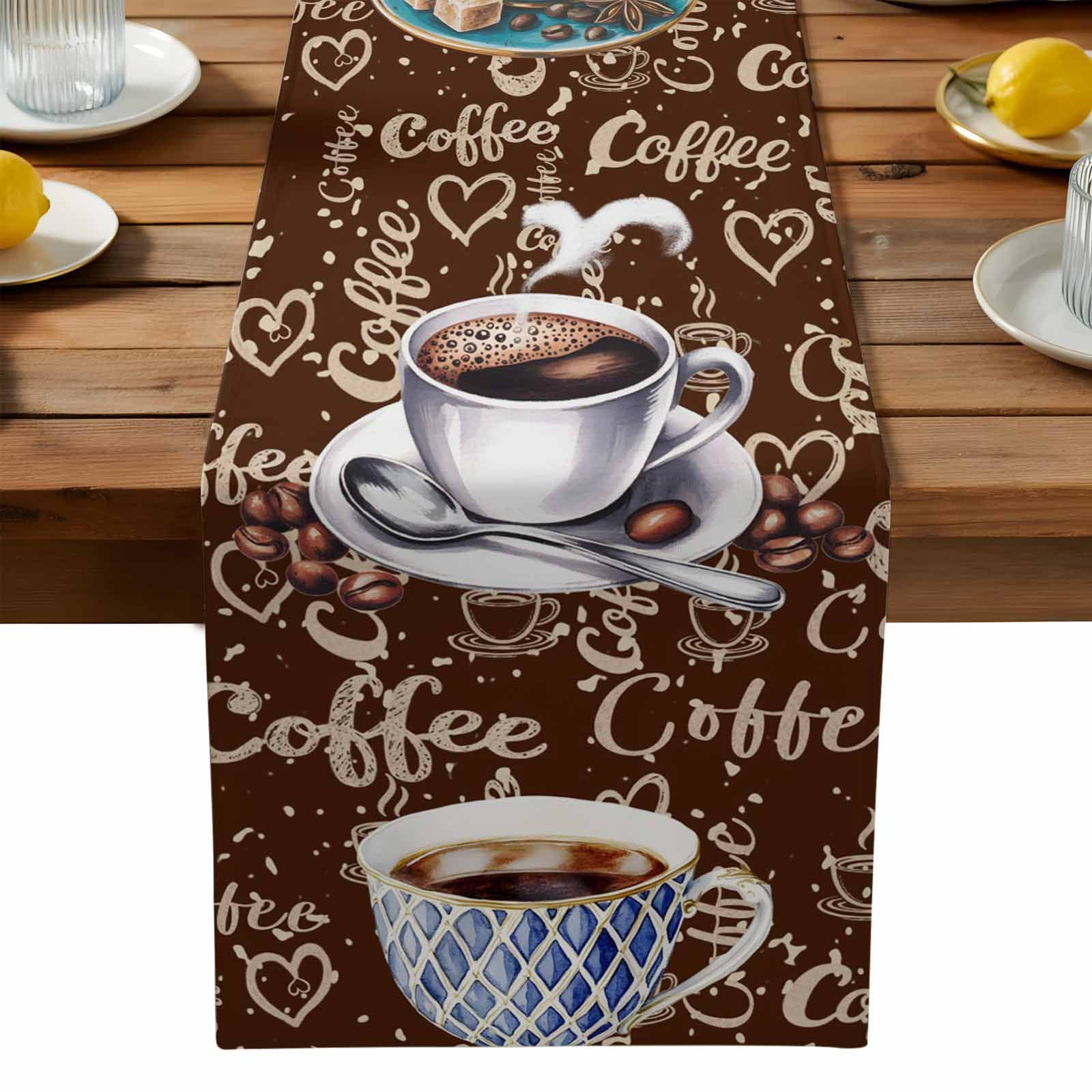 Farm Coffee Drink Candy Coffee Beans Table Runners 13x70 Inches Long ...