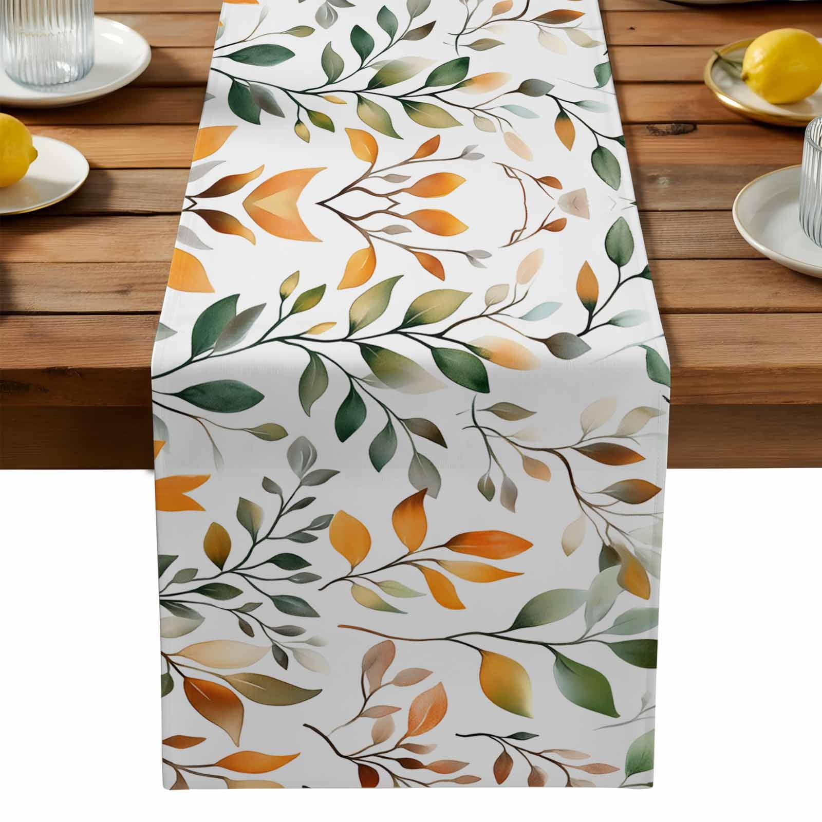 Farm Colorful Leaves Seamless Table Runners 13x70 Inches Long Linen ...