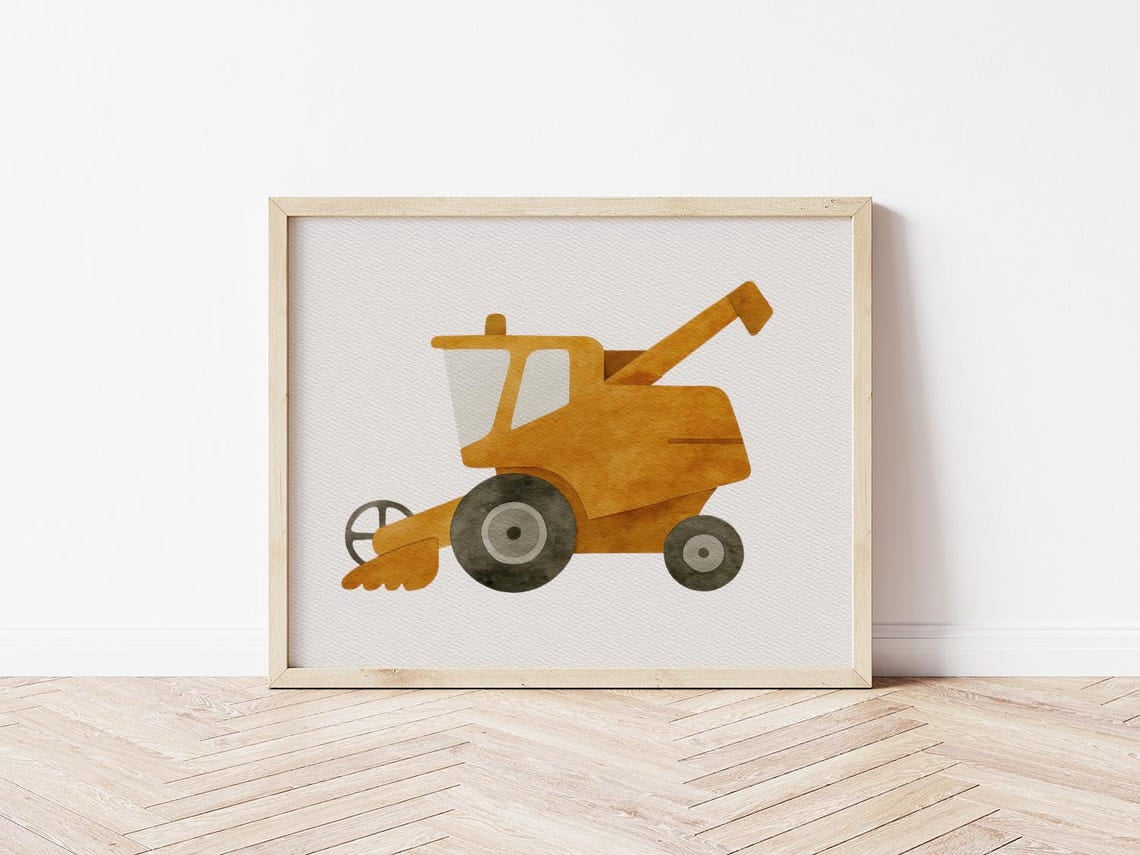 Farm Combine Poster: Boys Nursery Art, Unframed Poster Size 16x24 ...