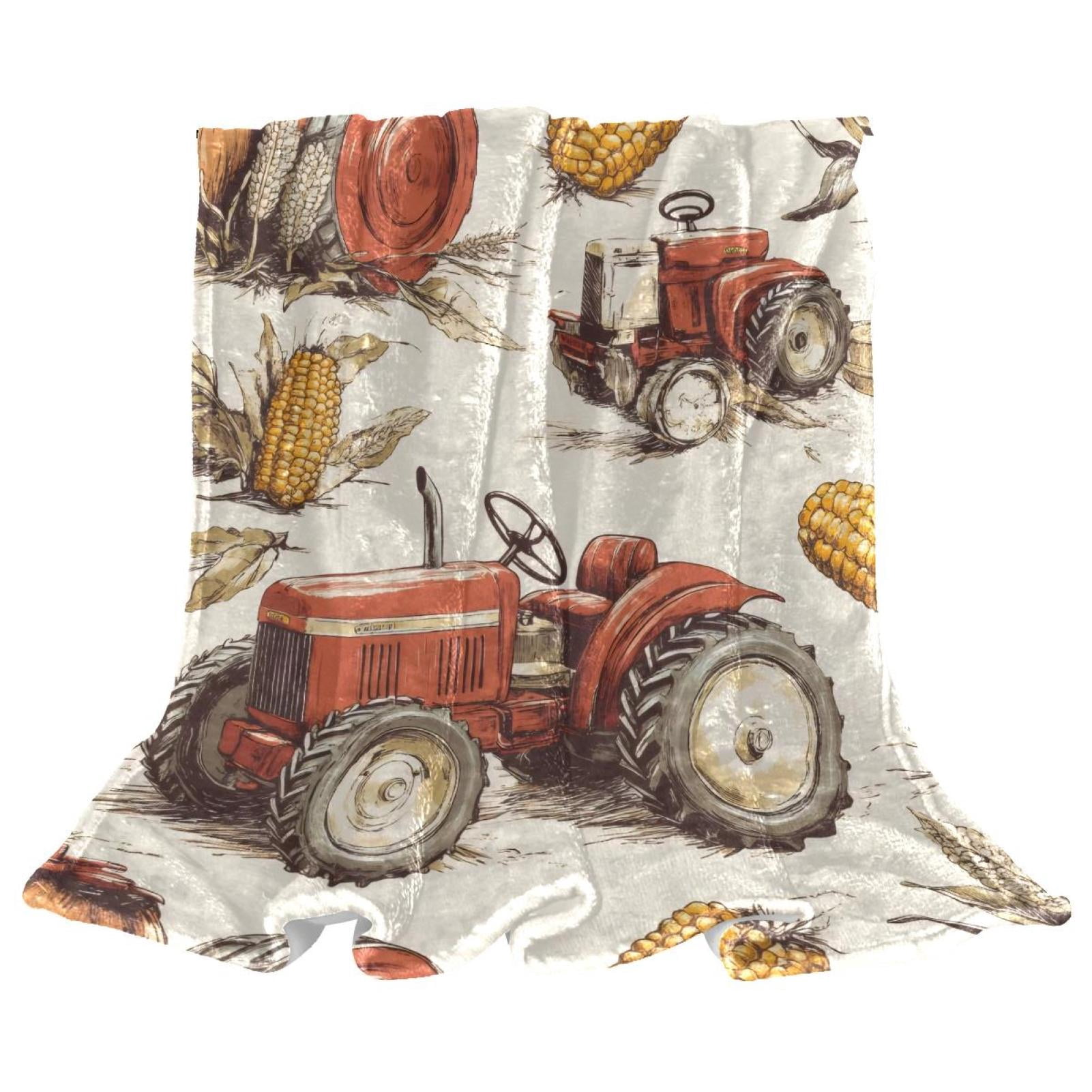 Farm Corn Red Tractors Plush Throw Blanket for Couch 59" x 79 ...