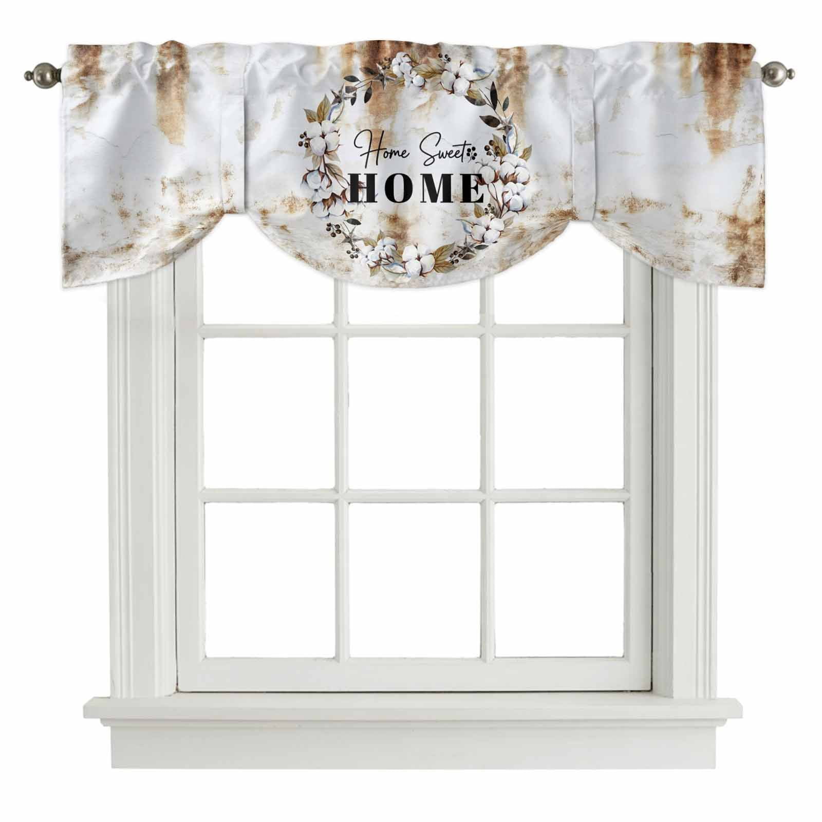 Farm Cotton Tie Up Valance Curtains Flower Ring Berries Home Sweet ...