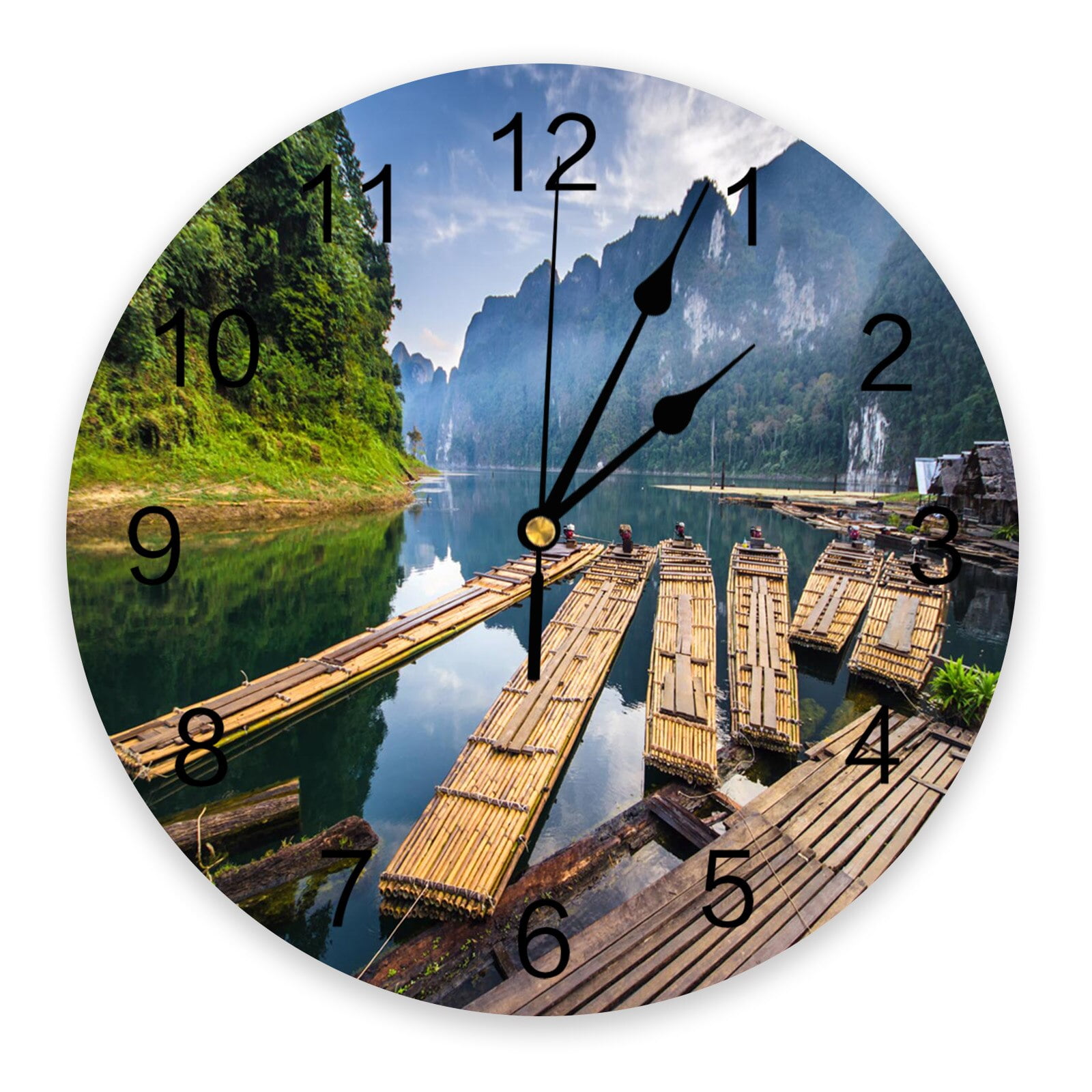 Farm Country Farmhouse Wooden Garage Barn Living Room Clock Wall Round ...