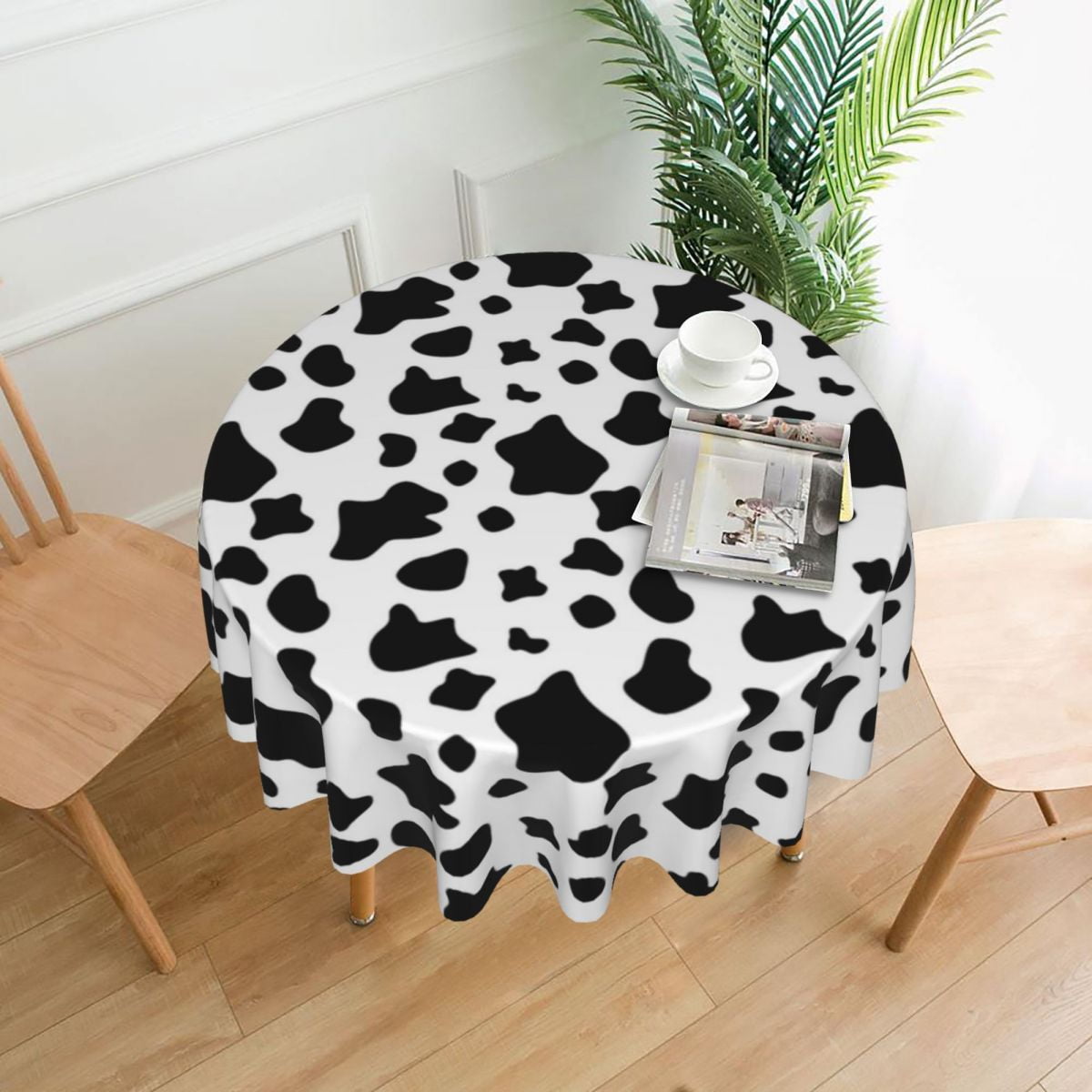 Farm Countryside Round Tablecloth Animal Cow Print Pattern Table Cover ...