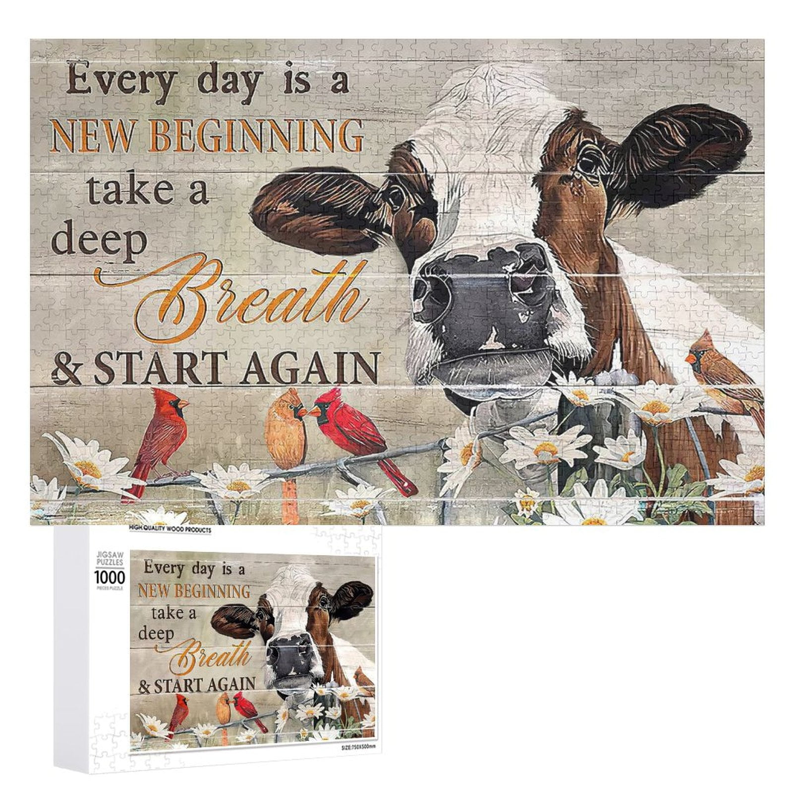 Farm Cow 1000 Piece Jigsaw Puzzles for Adults - Farmhouse Daisy ...