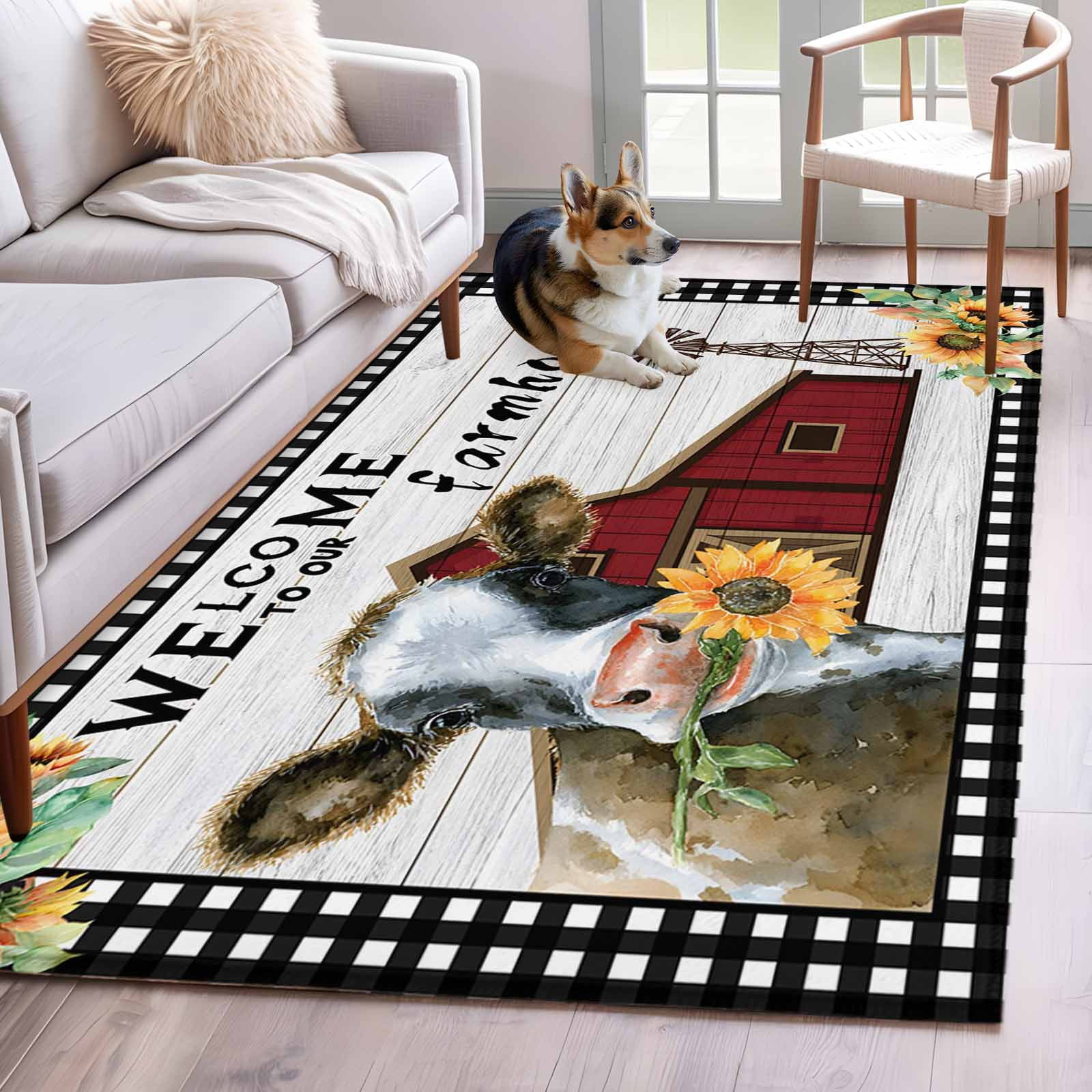 Farm Cow Area Rugs 2.7'x5', Washable Small Throw Rugs for Kitchen ...