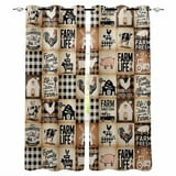 Farm Cow Blackout Curtains 45 Inches Long, Vintage Chicken Pig Plaid ...