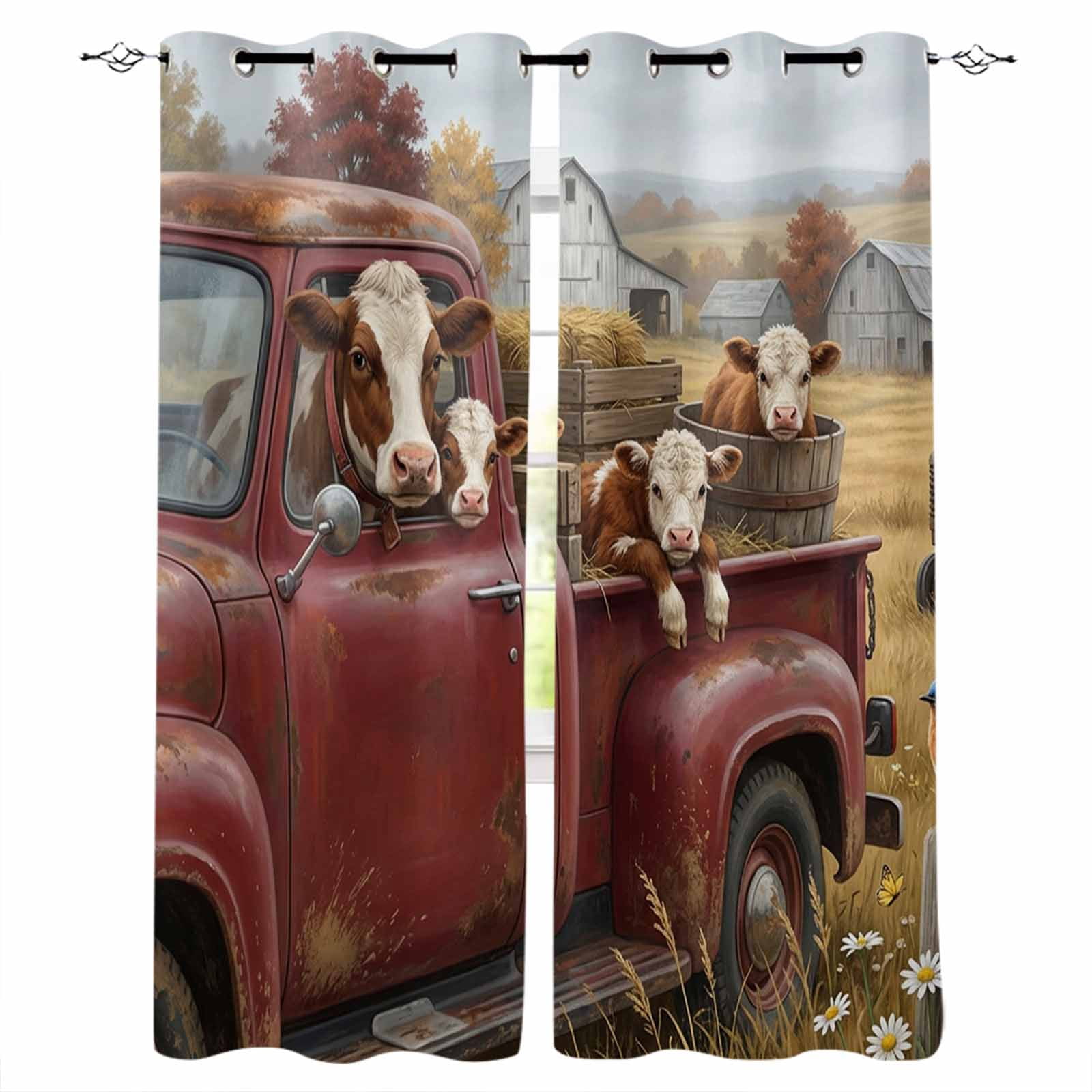 Farm Cow Blackout Curtains for Bedroom/Living Room, Thermal Insulated ...