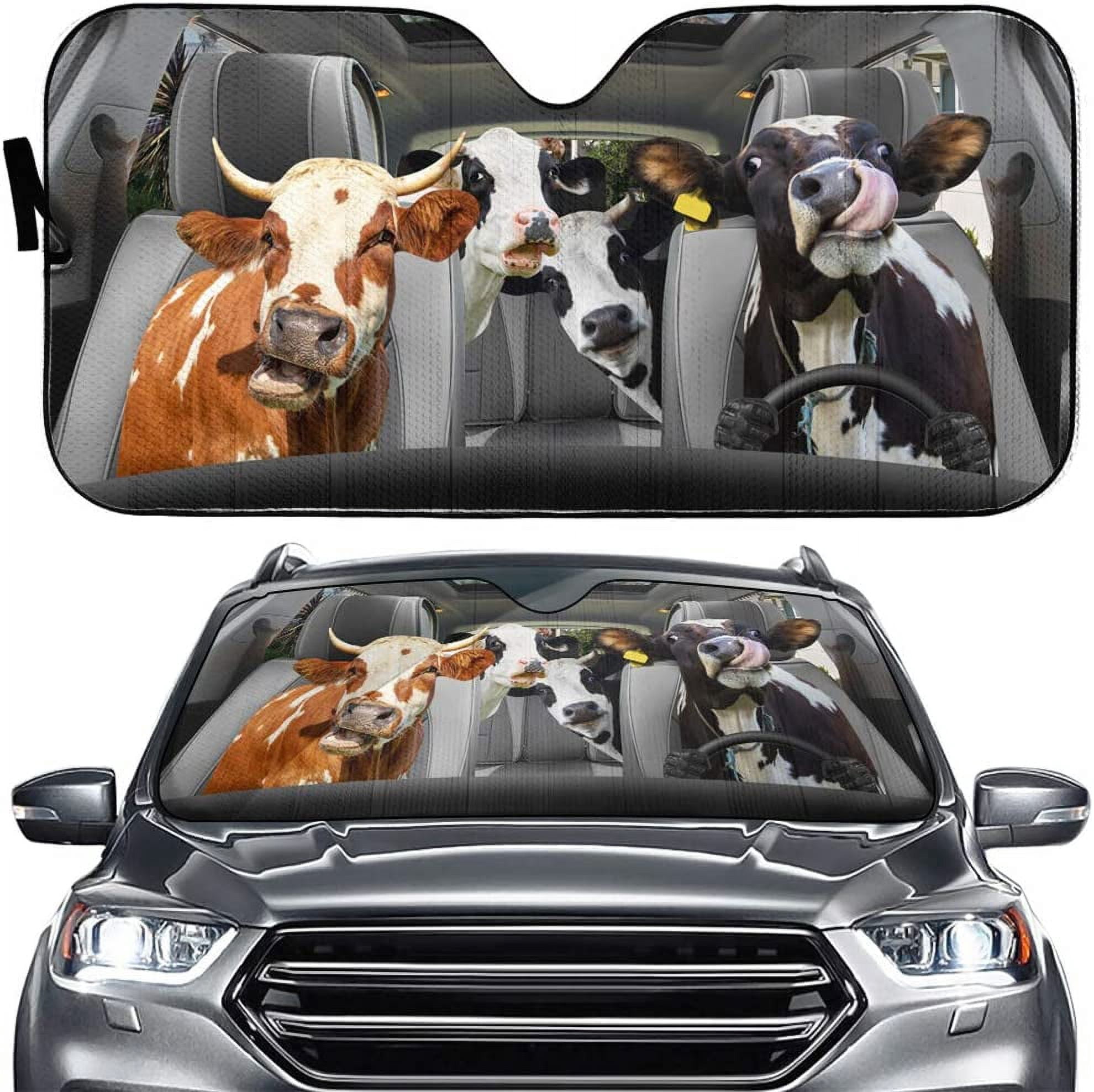 Farm Cow Driver Auto Windshield Sun Shade Funny Heifer Couple Sun Visor ...