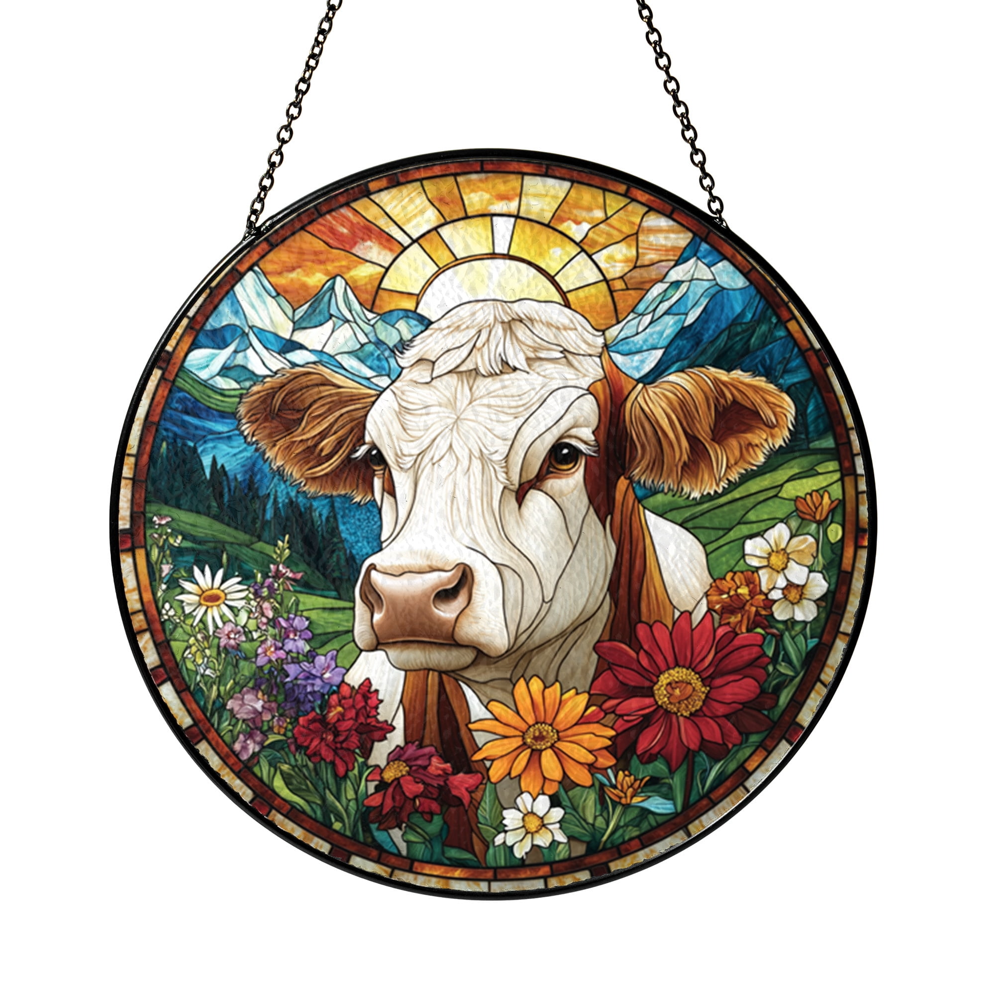 Farm Cow Glass Style Window Hanging – Country Home Decoration - Walmart.com