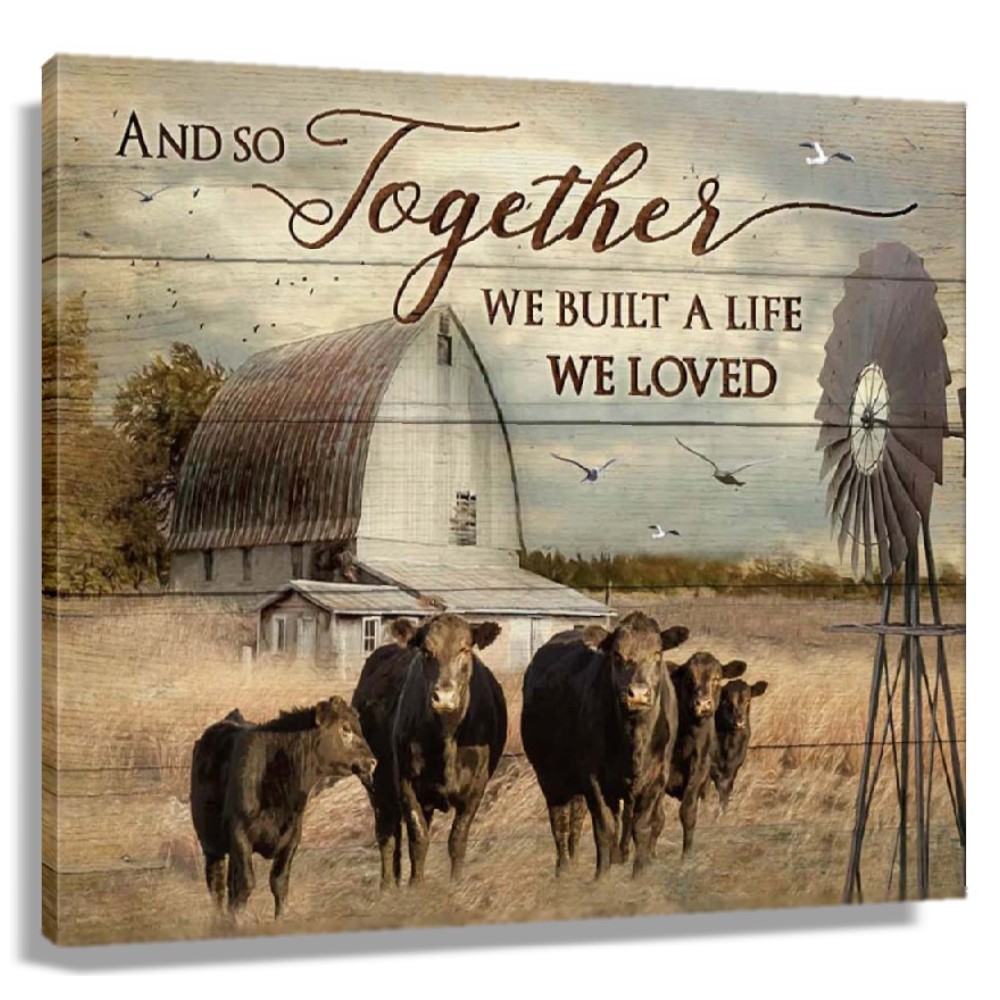 Farm Cow Love Wall Art, Canvas Painting for Farmhouse, Kitchen, or ...