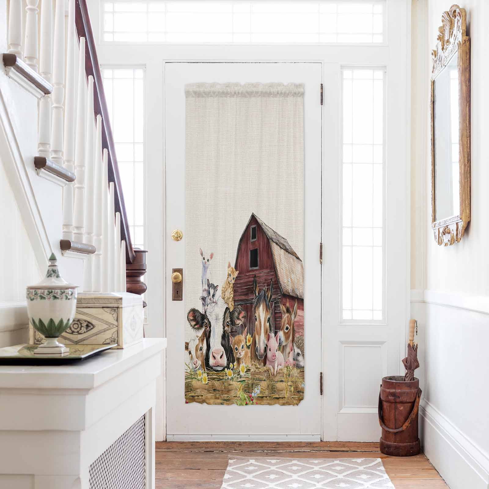 Farm Cow Pig Door Curtains for Door Window, French Sidelight Front Back ...