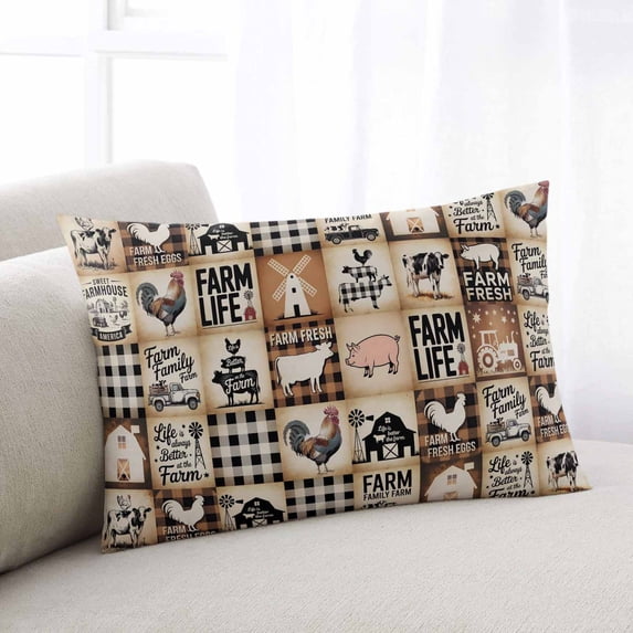 Farm Cow Queen Size Pillow Cover, Pillowcase Protectors with Zipper, Breathable Decorative Throw ...