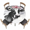 Farm Cow Round Fitted Tablecloth with Elastic Edge Vintage Black Grey ...