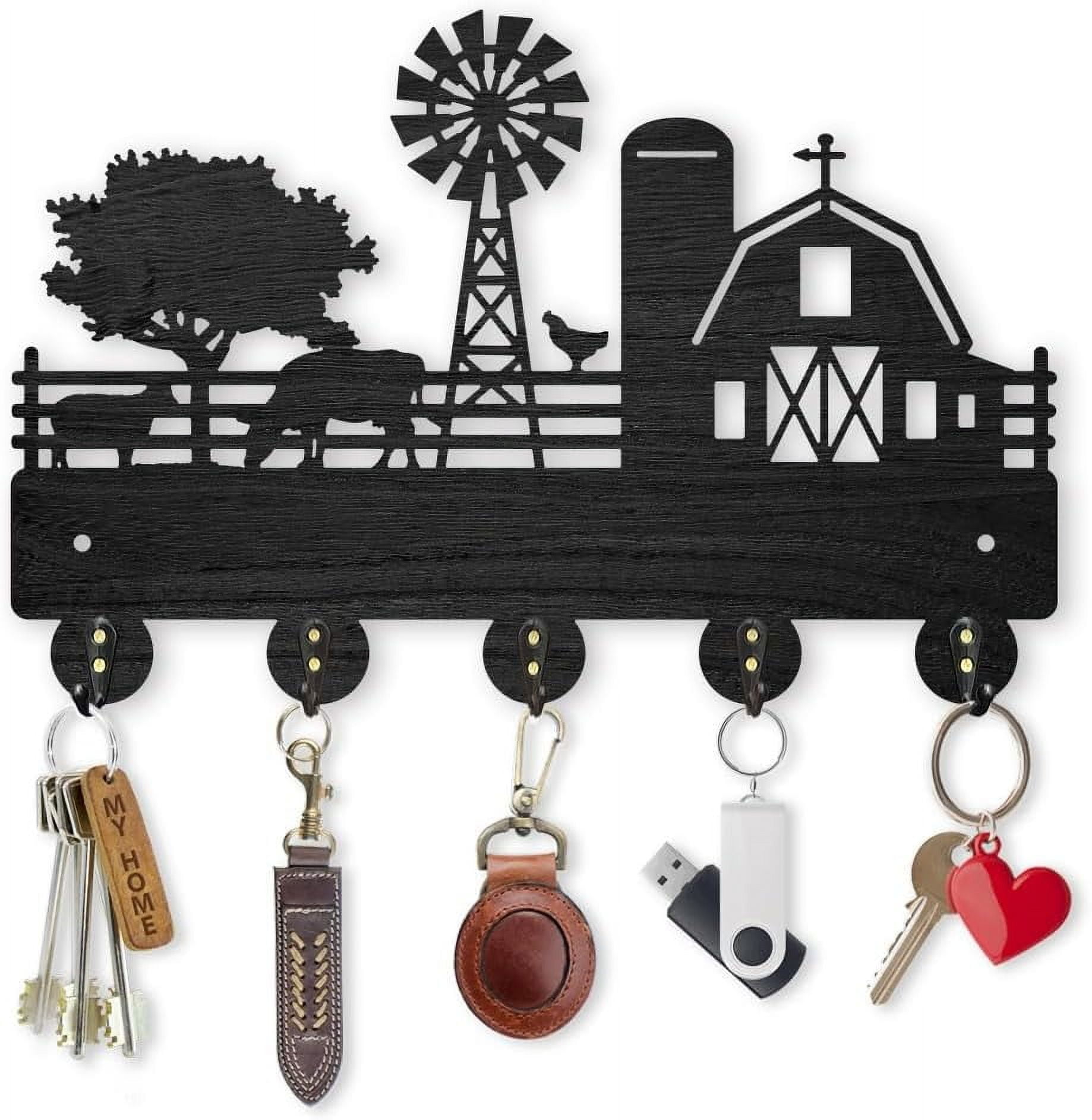 Farm Cow Sheep Coat Rack Wall Mounted Wood Farmhouse Animal Key Hanger ...