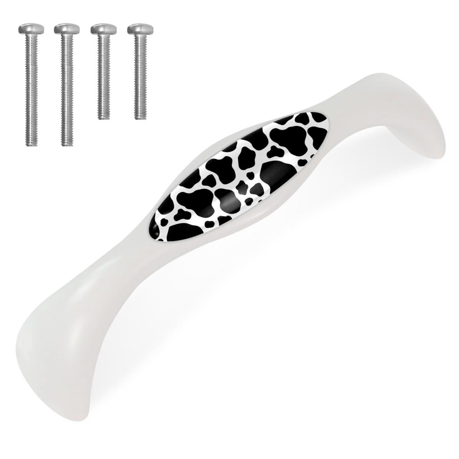 Farm Cow Texture Knob 4 Pack Arched Drawer Pulls Crystal Glass White ...