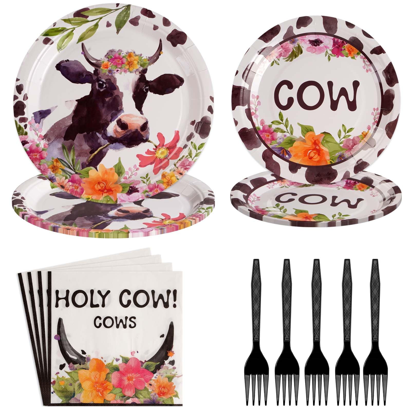 Farm Cow Themed Birthday Party Supplies Set - 96Pcs Plates and Napkins ...