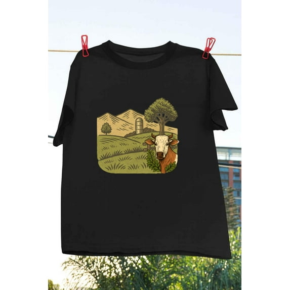 Farm Cow and Pasture View – Rustic Country Series T-Shirt up to 5XL ...