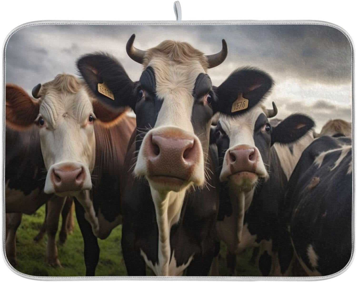 Farm Cows Dish Drying Mat for Kitchen Counter, Ultra Absorbent ...