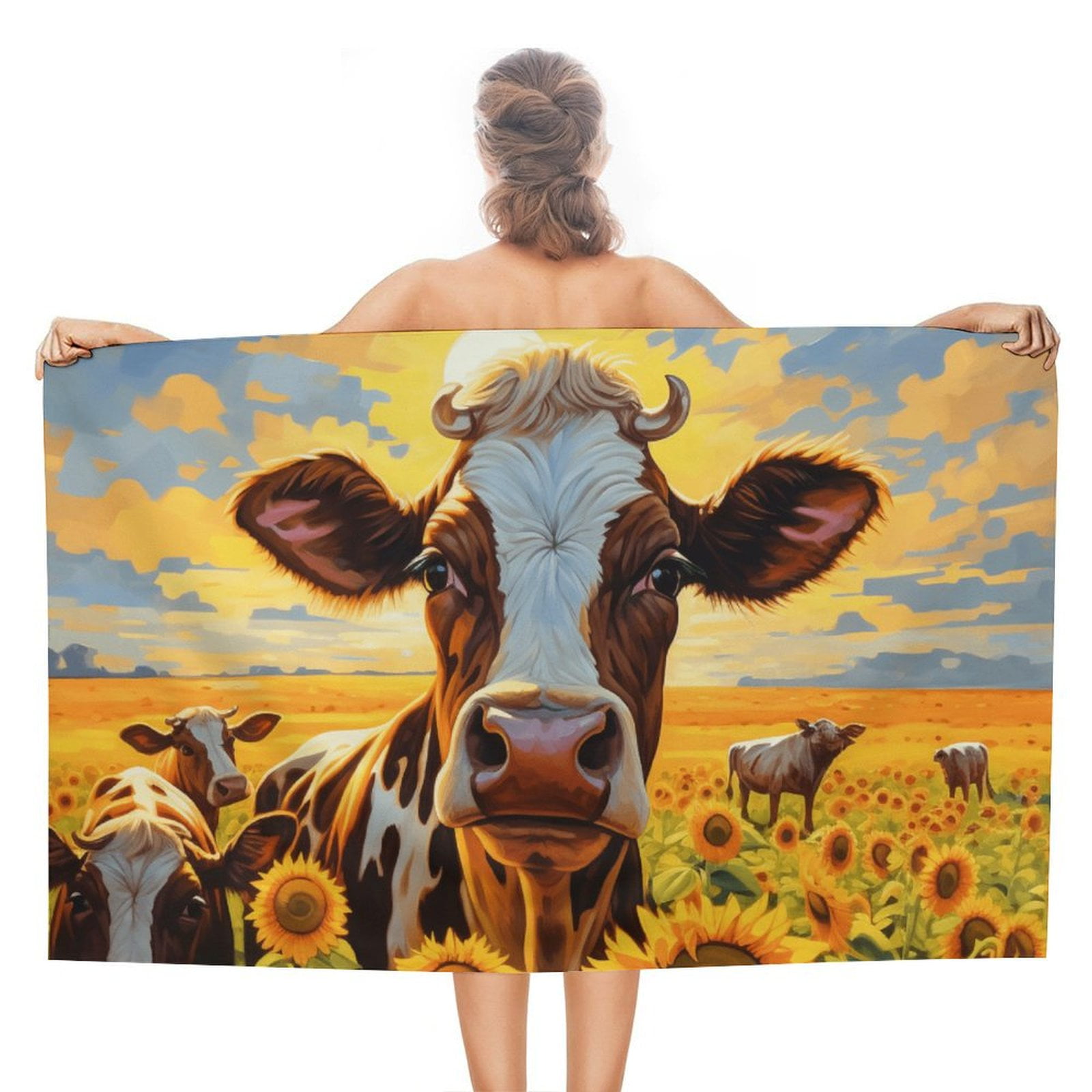 Farm Cows Microfiber Beach Towel Lightweight 63''x32'' Oversized Extra ...