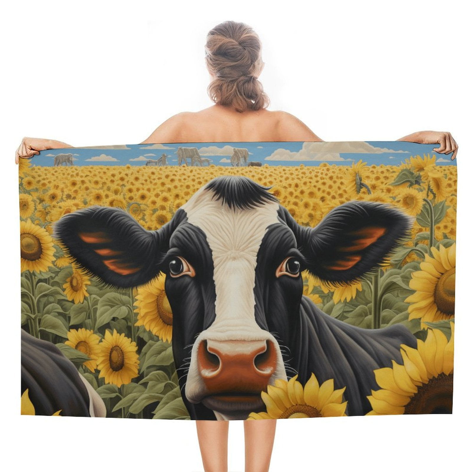 Farm Cows Microfiber Beach Towel Lightweight 63''x32'' Oversized Extra Large Towels Quick Dry ...