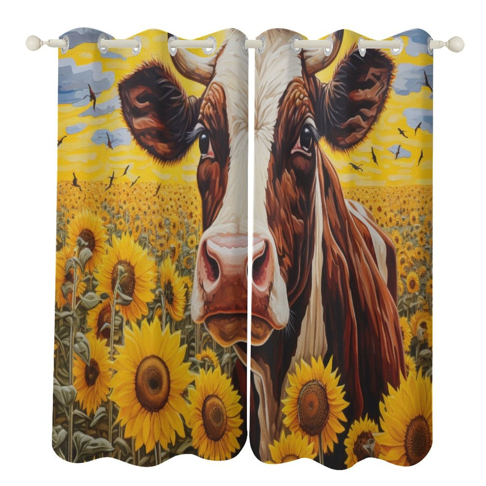 Farm Cows Modern Window for Living Room Curtains for Child Bedroom ...