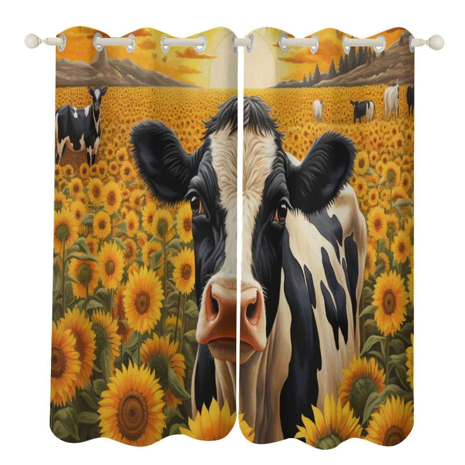 Farm Cows Modern Window for Living Room Curtains for Child Bedroom ...