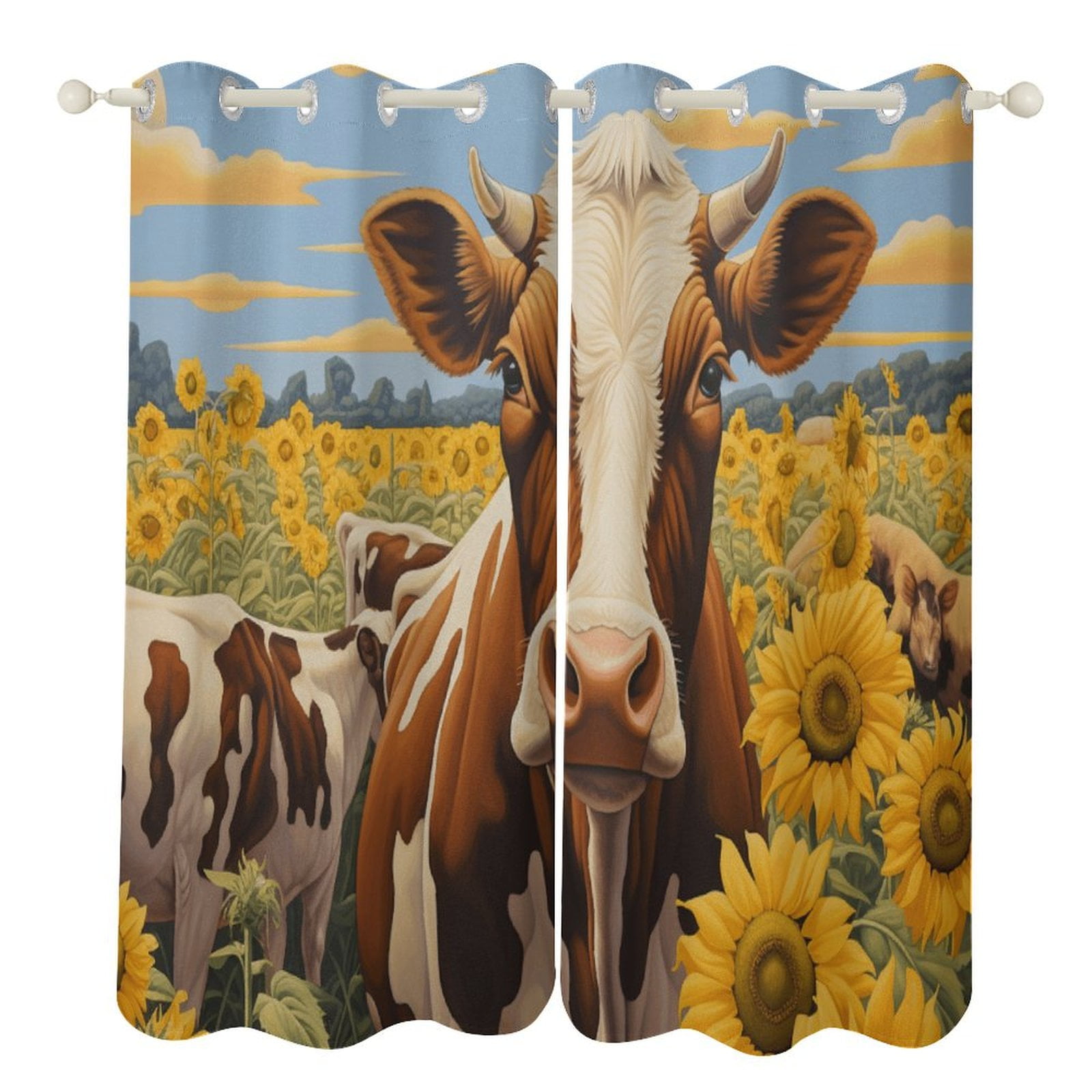Farm Cows Modern Window for Living Room Curtains for Child Bedroom ...