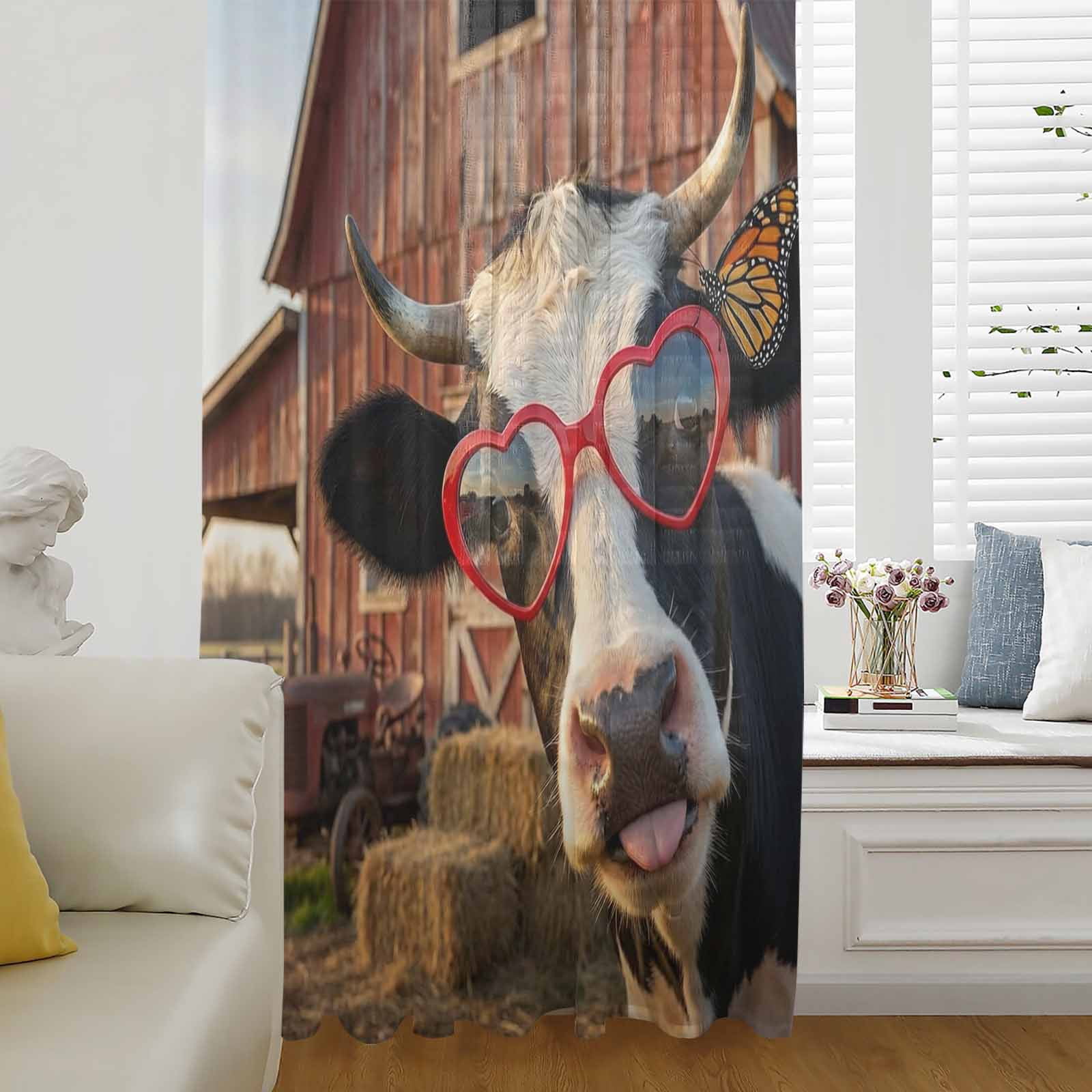 Farm Cows Sheer Curtains 72 Inches Long for Living Room/Bedroom ...