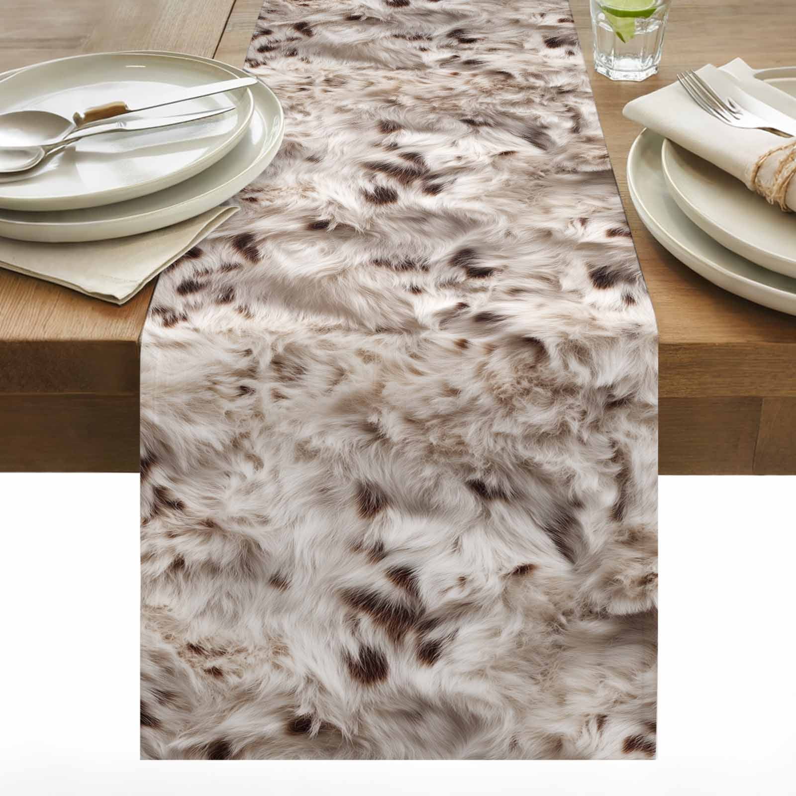 Farm Cows Table Runner 13x48 inch Fluffy Hair Cotton Linen Dining Table ...