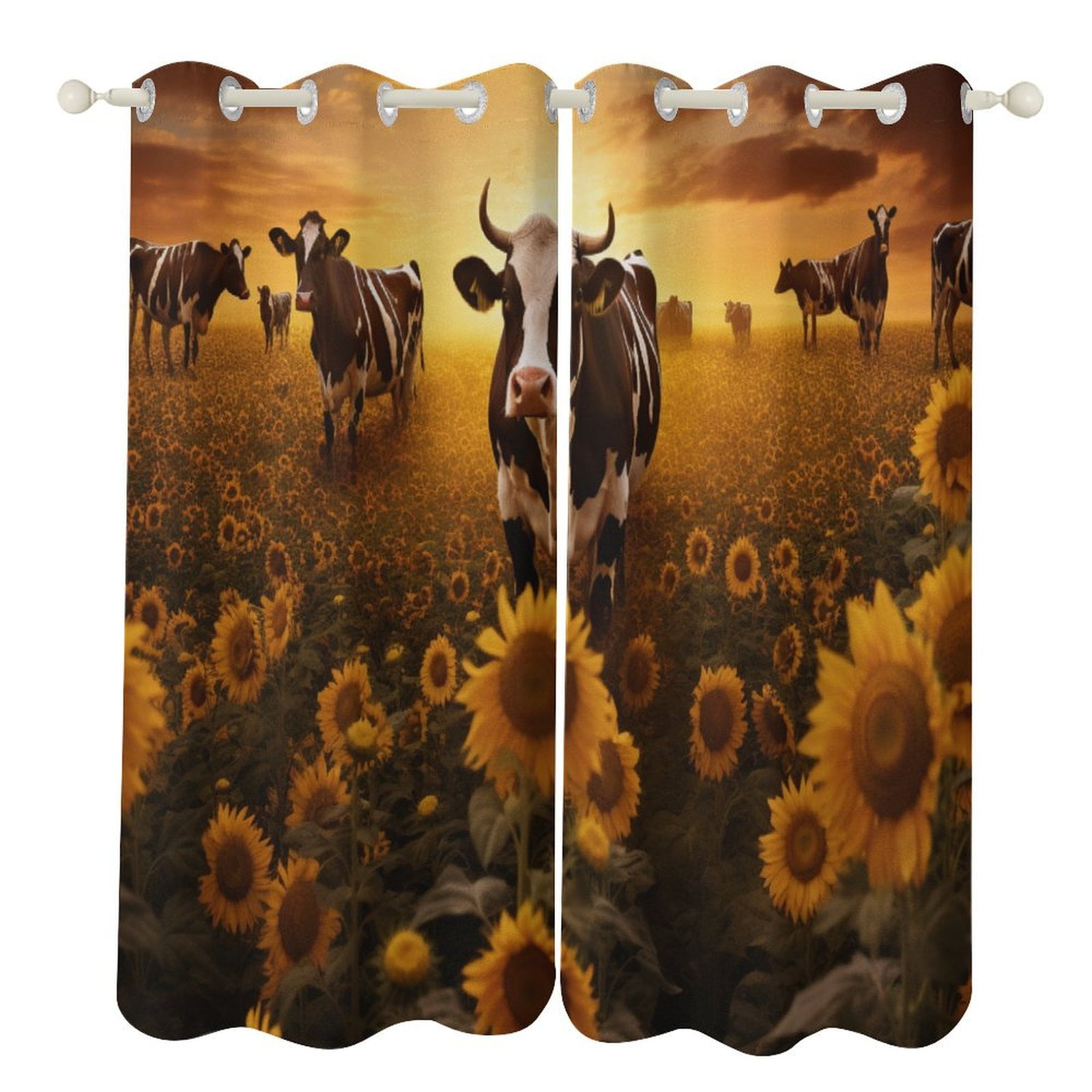 Farm Cows Window Curtain Panels Grommet Blackout Curtains Blackout ...