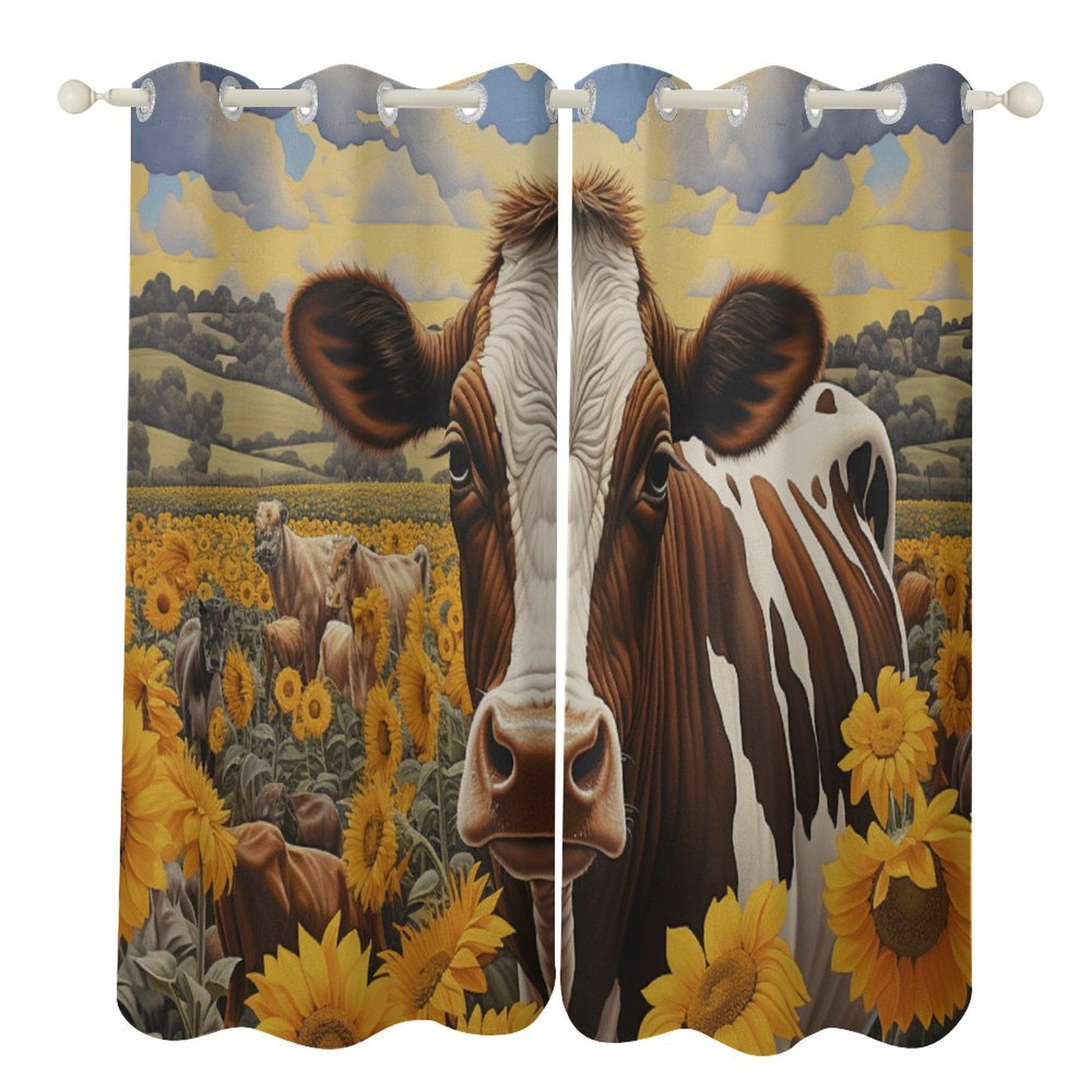 Farm Cows Window Curtain Panels Grommet Blackout Curtains Blackout ...