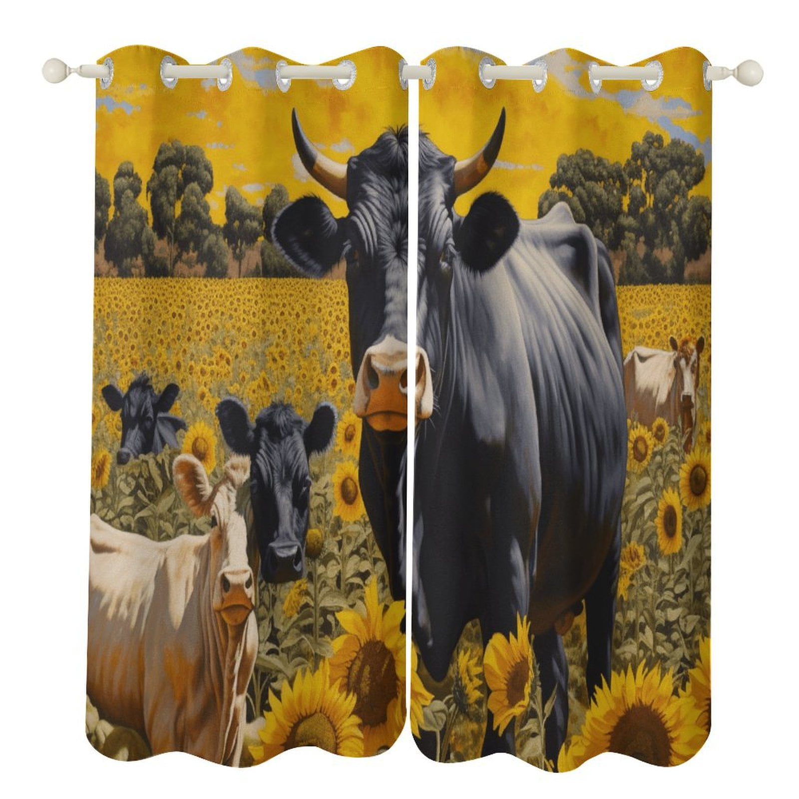 Farm Cows Window Curtain Panels Grommet Blackout Curtains Blackout ...