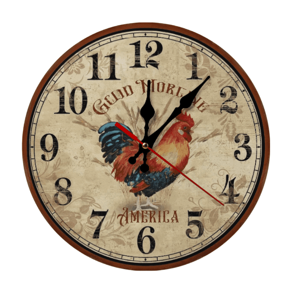 Farm Crowing Rooster Hanging Wooden Wall Clock Rustic Rooster Hen Good ...