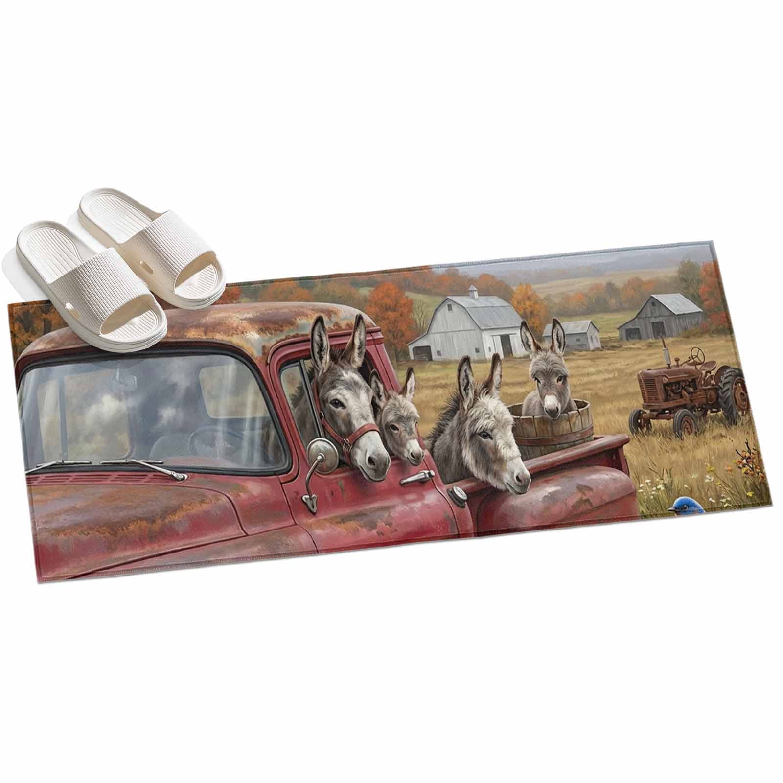 Farm Donkey Hallway Runner Rug 2x6 Washable Non Slip Kitchen Runner Rug ...
