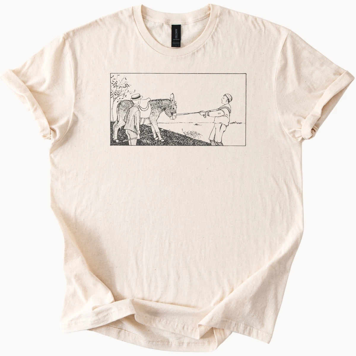 Farm Donkey Mule Cartoon Shirt Stubborn Animal Sketch Ranch Gift Tee ...