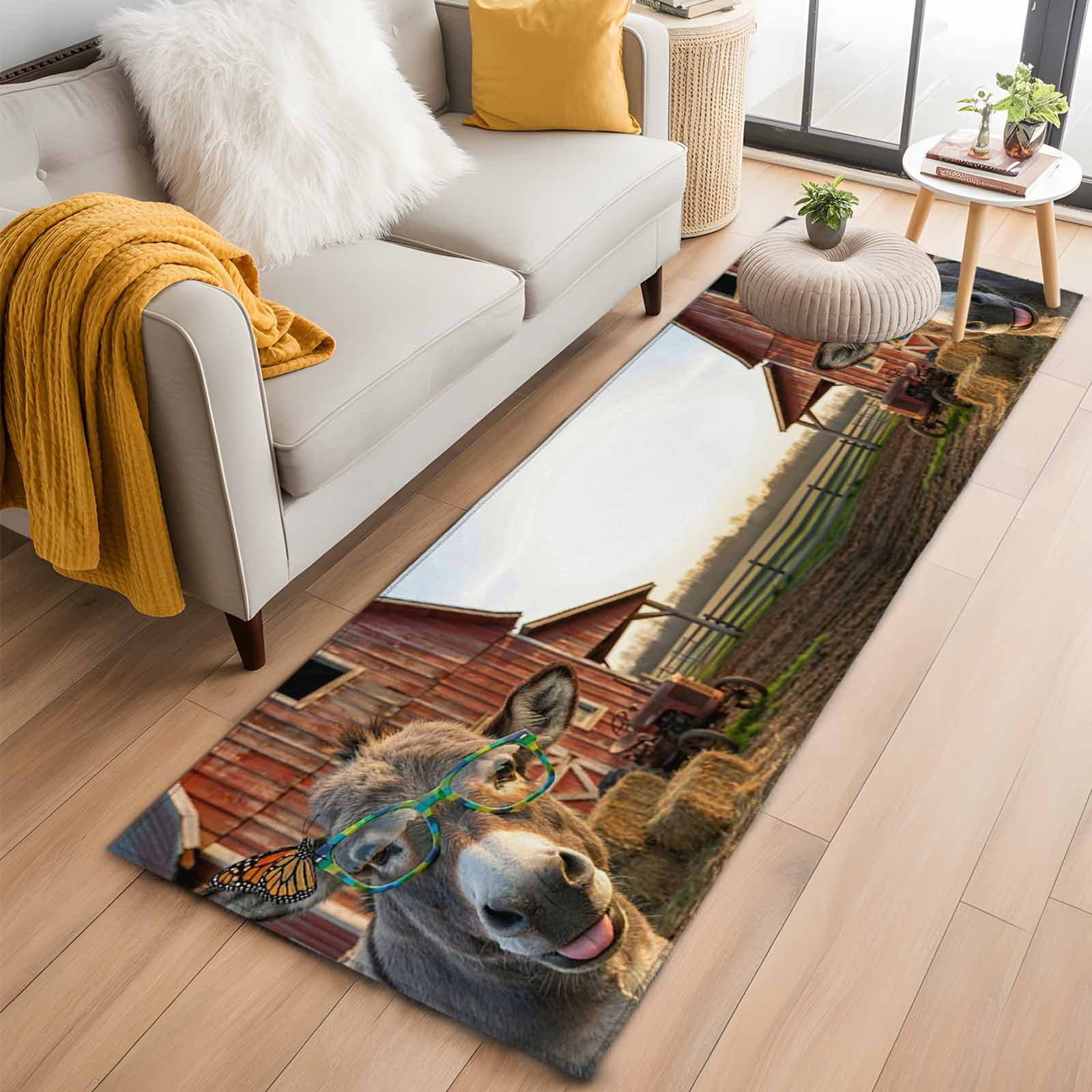 Farm Donkeys 2'x6' Runner Rugs for Hallway Kitchen Bedside Non Slip ...