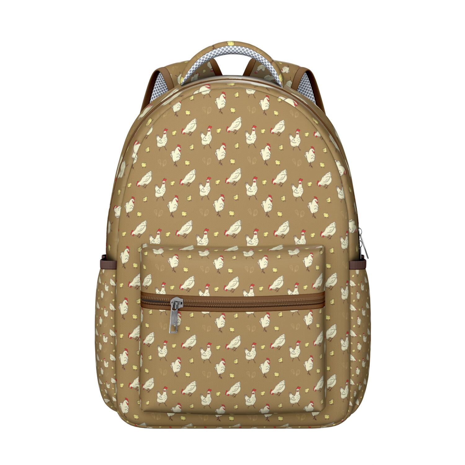 Farm Egg and Chicken Print Student Backpack Rustic Cartoon Hen Chick ...