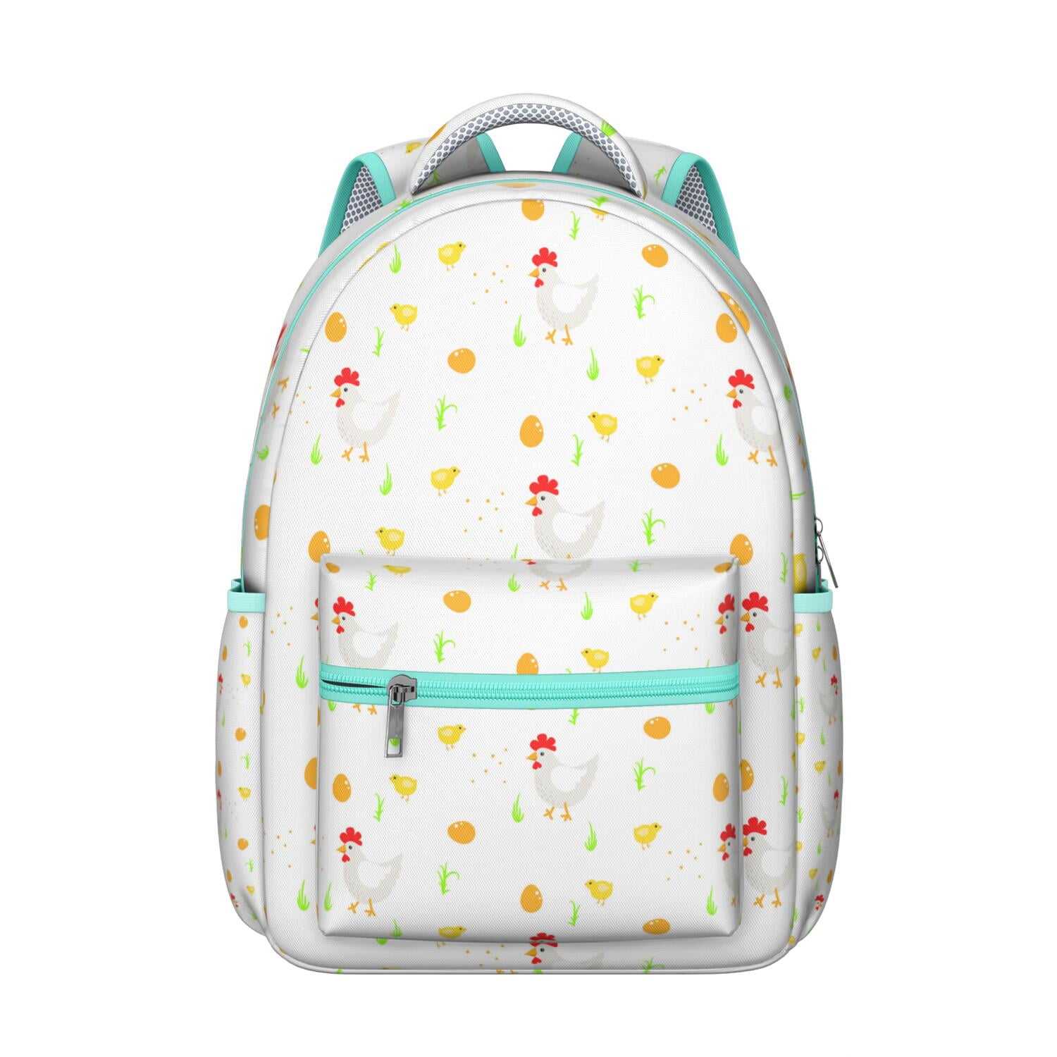 Farm Egg and Chicken Print Student Backpack Rustic Cartoon Hen Chick ...