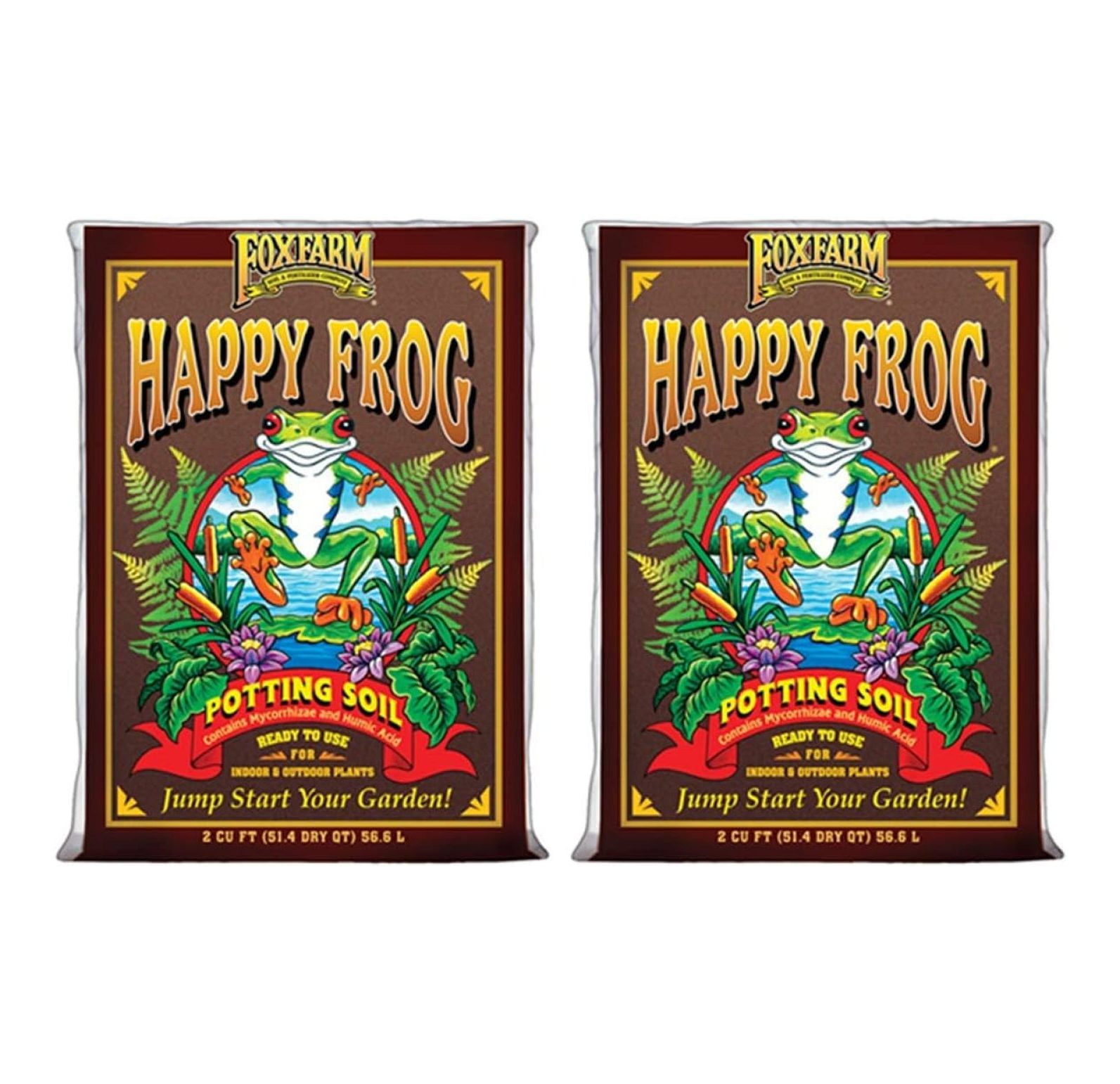 Farm FX14047-2PK FOXFARM FX14047 pH Adjusted Happy Frog Organic Bags 2 CUFT, Brown Potting Soil ...