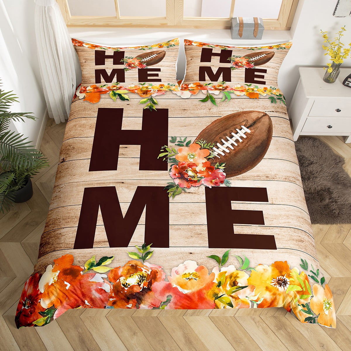 Farm Fall Bedding Set American Football Duvet Cover Queen for Boys ...