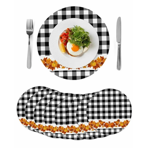 Farm Fall Thanksgiving Round Table Placemats set of 8, Orange Leaf ...