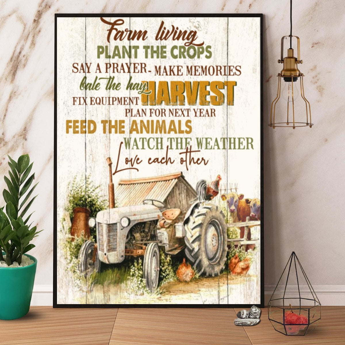 Farm Farm Living Plant The Crops Feed The Animals Paper Poster No Frame ...