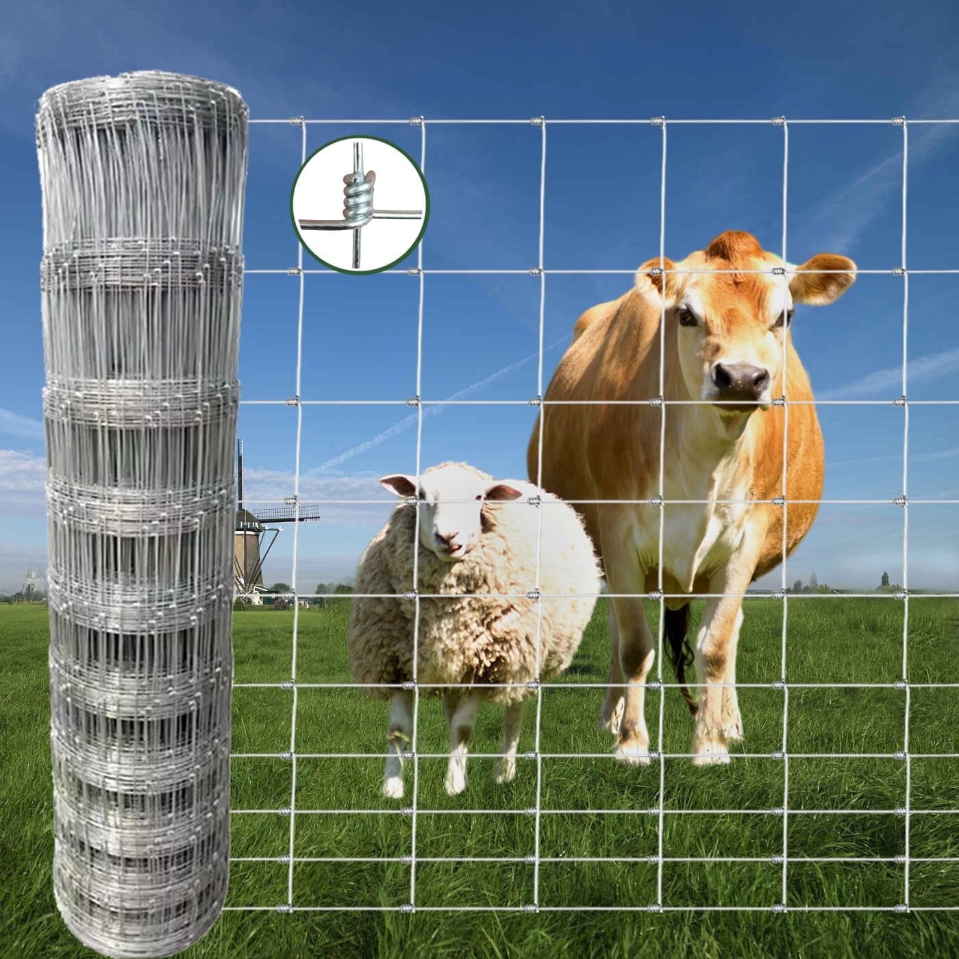 Farm Fence, 4ft x 164ft Galvanized Wire Fencing, Cattle Fence, Deer ...