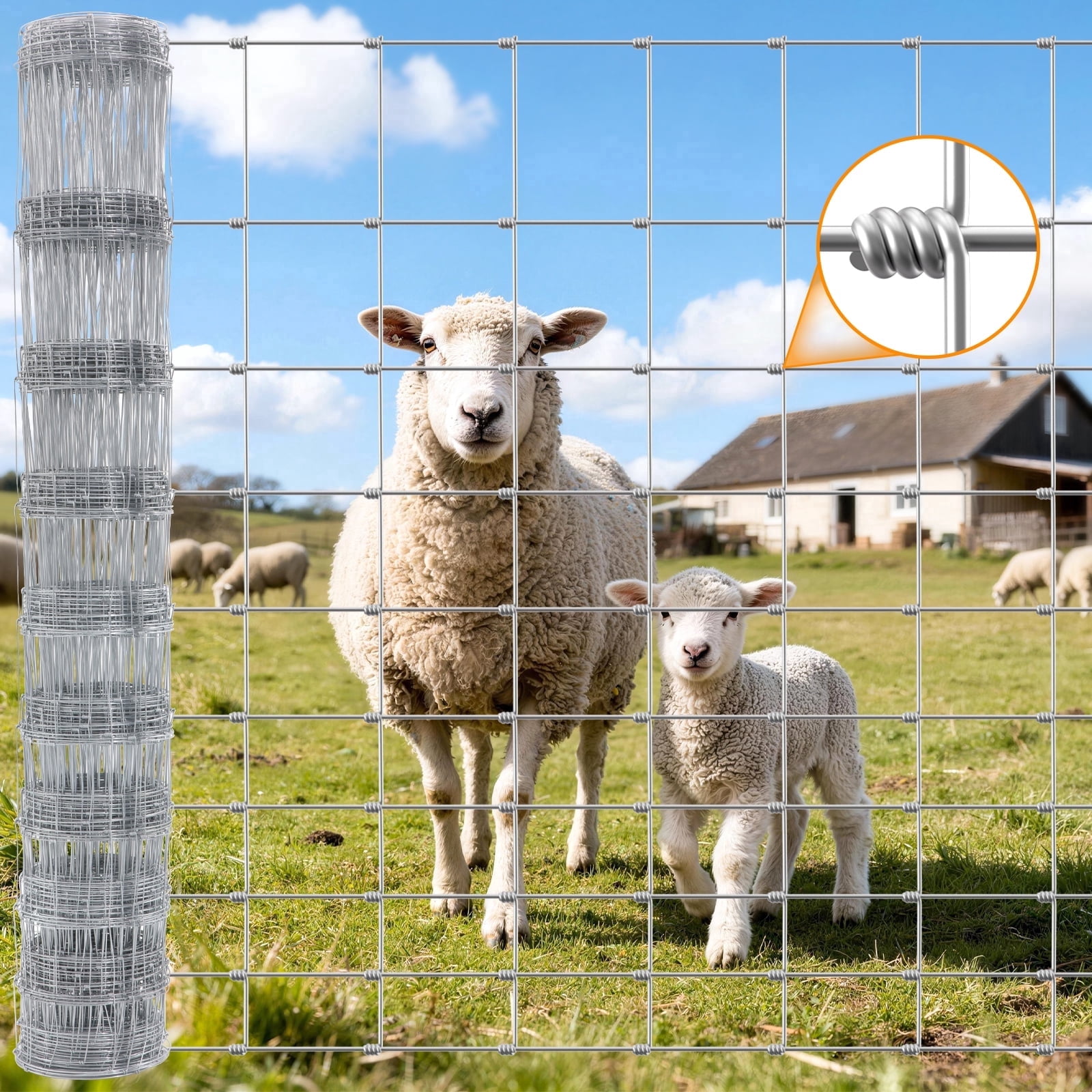 Farm Fence 4ft x 180ft, 16 Gauge Heavy Duty Hot Dip Galvanized Wire ...