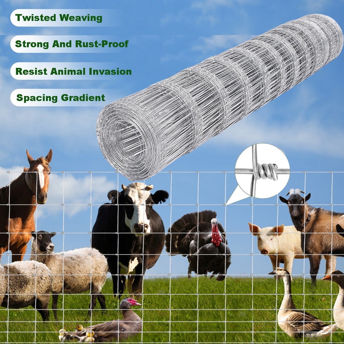 Farm Fence 5ft x 164ft Field Wire Fencing, Deer Fence, Heavy Zinc ...