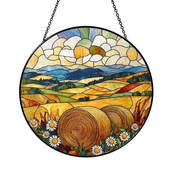 Farm Field Landscape Window Art – Stained Glass Style - Walmart.com